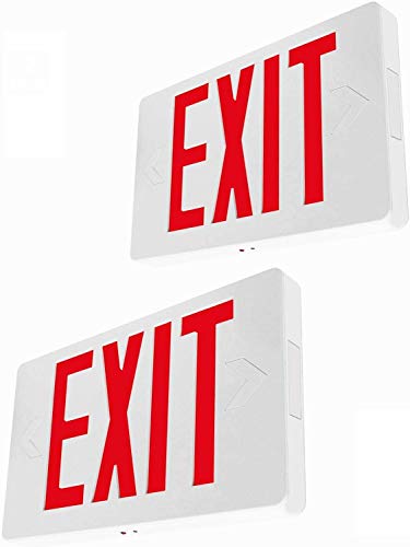 Litufine Ultra Slim LED Exit Sign, Red Letter Emergency exit Lights, 120V-277V Universal Mounting Double Face (2-Pack)