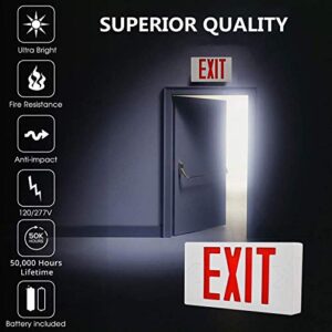 Litufine Ultra Slim LED Exit Sign, Red Letter Emergency exit Lights, 120V-277V Universal Mounting Double Face (2-Pack)