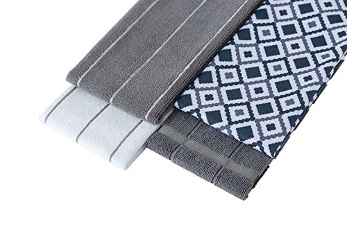 figolo Microfiber Kitchen Towels - Dish Towel Geometry Set of 4, Super Absorbent and Soft, 26 X 18 Inch