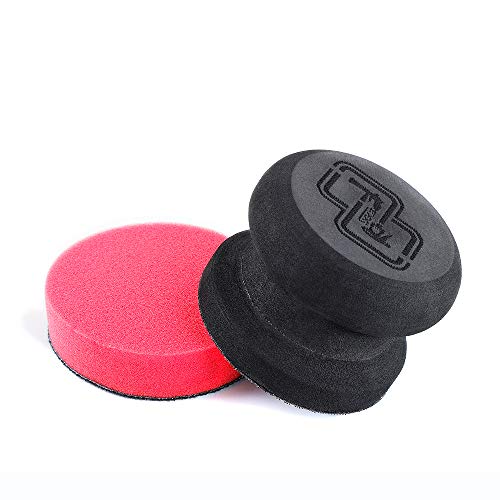 SGCB Car Hand Wax Applicator Pad Kit, 3” Dia Sponge Tire Dressing Applicator Pad with Grip, Tire Shine Compound Applicator Pad, Reusable Polish Foam Applicator for Rubber Tires Exterior Plastic Trim