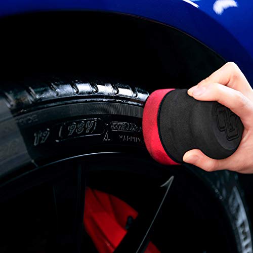 SGCB Car Hand Wax Applicator Pad Kit, 3” Dia Sponge Tire Dressing Applicator Pad with Grip, Tire Shine Compound Applicator Pad, Reusable Polish Foam Applicator for Rubber Tires Exterior Plastic Trim