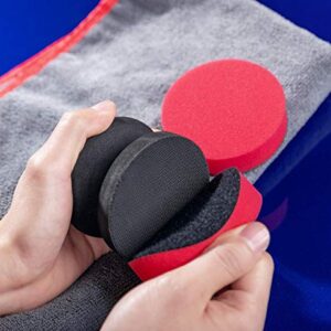 SGCB Car Hand Wax Applicator Pad Kit, 3” Dia Sponge Tire Dressing Applicator Pad with Grip, Tire Shine Compound Applicator Pad, Reusable Polish Foam Applicator for Rubber Tires Exterior Plastic Trim