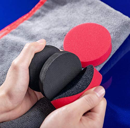 SGCB Car Hand Wax Applicator Pad Kit, 3” Dia Sponge Tire Dressing Applicator Pad with Grip, Tire Shine Compound Applicator Pad, Reusable Polish Foam Applicator for Rubber Tires Exterior Plastic Trim