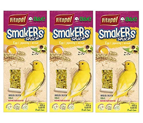 A&E Cage Co. 6 Pack of Smackers Canary Treat Sticks, 7.25 Inches Each, Egg Flavor