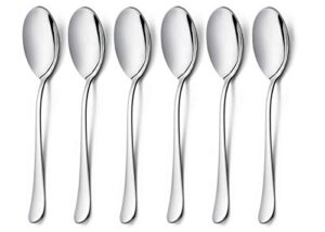 serving spoons x 6, haware 9.8 inches large size stainless steel serving spoon, elegant design for kitchen/buffet/party, mirror polished and dishwasher safe(6 pack)