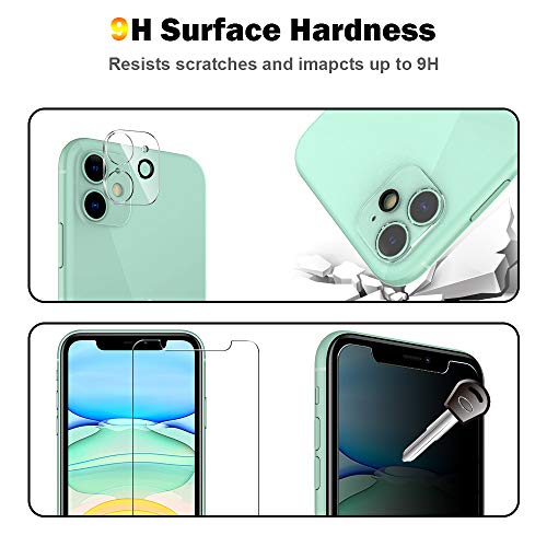 HATOSHI 2 Pack Privacy Screen Protector for iPhone 11 with 2 Pack Camera Lens Protector, [Anti-spy Tempered Glass] Case Friendly Anti-glare Protective Glass Screen Saver for iPhone 11 6.1-inch, Black