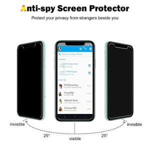 HATOSHI 2 Pack Privacy Screen Protector for iPhone 11 with 2 Pack Camera Lens Protector, [Anti-spy Tempered Glass] Case Friendly Anti-glare Protective Glass Screen Saver for iPhone 11 6.1-inch, Black