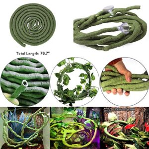 Hamiledyi Lizard Climbing Jungle Vines 9.8FT Flexible Reptile Leaves with Suction Cups Reptile Tank Habitat Decor for Gecko, Snakes,Chameleon,Bearded Dragon