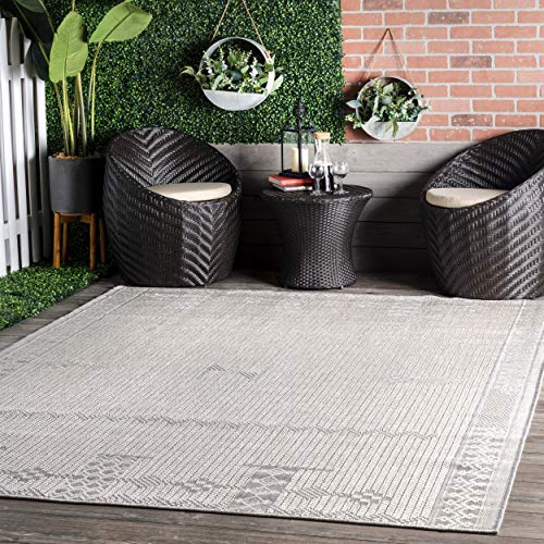 nuLOOM Lowen Tribal Indoor/Outdoor Area Rug, 4' x 6', Light Grey