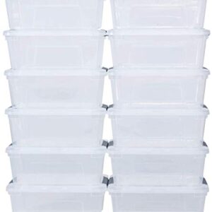 FANTASK 12-Pack Multi-Purpose Storage Box, Storage Organizer Box w/Latching Handle & Lid, 12.7 Quart, Clear Plastic Storage Bins