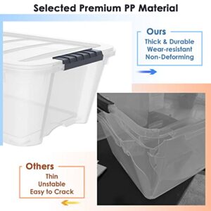 FANTASK 12-Pack Multi-Purpose Storage Box, Storage Organizer Box w/Latching Handle & Lid, 12.7 Quart, Clear Plastic Storage Bins