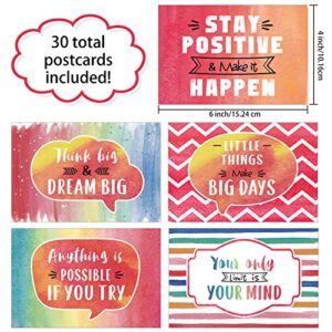 30 Pcs Watercolor Motivational Postcard Teacher for Students, Inspirational Postcards for Kids, Positive Encouragement Themed Blank Quote Cards, Note Postcard for Classroom School