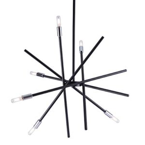 viluxy contemporary chandelier lighting fixture 6-light matt black finish mid-century pendant lighting for dining room bedroom kitchen living room