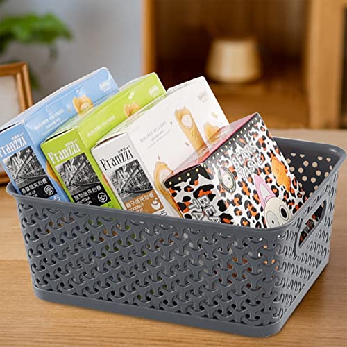 Farmoon 4 Packs Plastic Weave Storage Baskets, Small Pantry Organinzier Bin