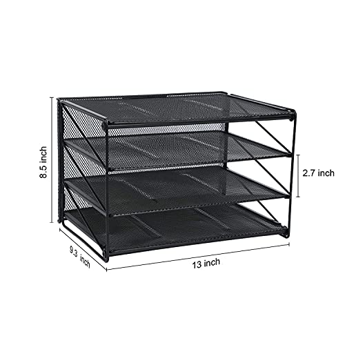 Veesun Paper Letter Tray Organizer, Mesh Desk File Organizer Holder 3 Tier, Black Paper Desktop Organizer