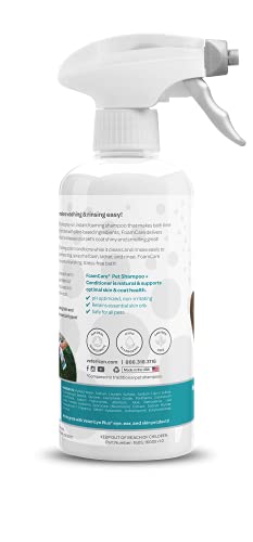 Vetericyn FoamCare Pet Shampoo Plus Conditioner, Spray-on Shampoo for Dogs and Cats, Foams Instantly and Rinses Easier, Natural Ingredient Shampoo, 16-ounce