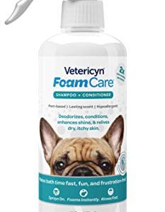 Vetericyn FoamCare Pet Shampoo Plus Conditioner, Spray-on Shampoo for Dogs and Cats, Foams Instantly and Rinses Easier, Natural Ingredient Shampoo, 16-ounce