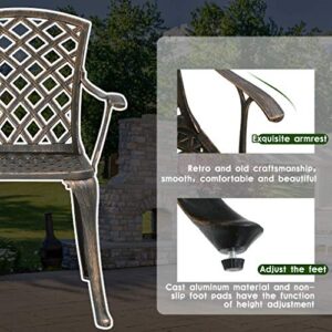 FDW Table Chat Weather Resistant Set Chairs Set of 4 Wrought Iron Patio Furniture Outdoor Dining, Bronze