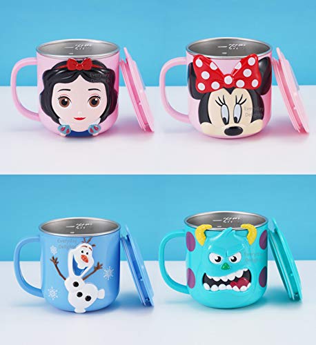 Everyday Delights 3D Princess Snow White Pink Durable Stainless Steel Insulated Cup with Lid, 250ml