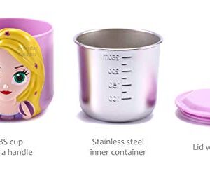 Everyday Delights 3D Princess Snow White Pink Durable Stainless Steel Insulated Cup with Lid, 250ml