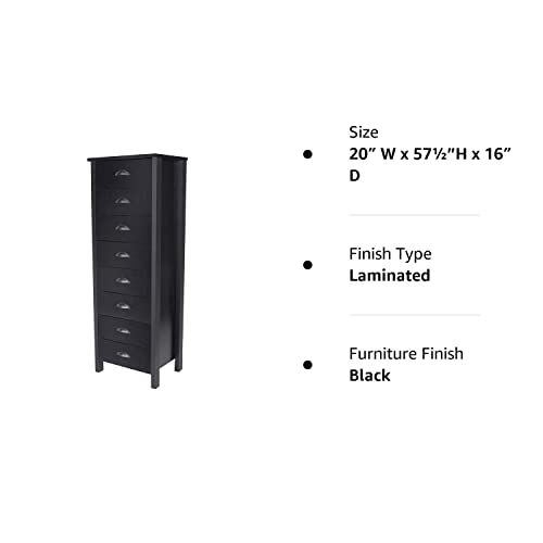 Venture Horizon 8 Drawer Lingerie Bureau Black