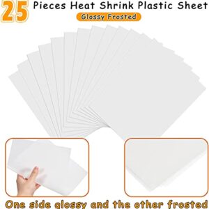 OFNMY 125 Pieces Heat Shrink Plastic Sheet Kit with 25 PCS Shrinky Art Paper and 100 PCS Keychains for Kids Creative Craft Marking, Homemade Shrinky Dinks, Handprint Keychains for Christmas