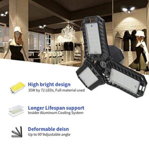 nathome led Garage Light,72 LED (70W Equivalent) Garage Lighting/Daylight 5000K AC110V/Aluminum Cooling System/deformable Leaf Garage Light, Indoor use Shop Lights,Workshop Light (Eqv 70W 5000K)