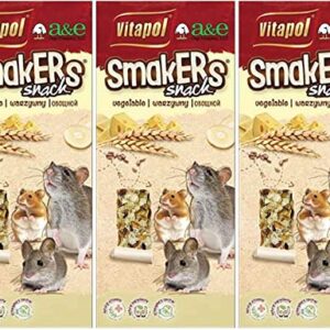 A&E Cage Co. 6 Pack of Smackers Small Pet Treat Sticks, Cheese Flavor for Pet Rats, Mice and Hamsters