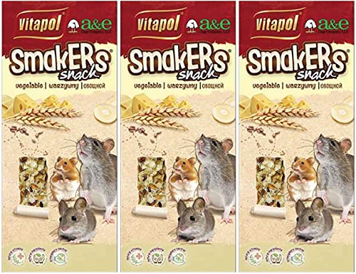 A&E Cage Co. 6 Pack of Smackers Small Pet Treat Sticks, Cheese Flavor for Pet Rats, Mice and Hamsters