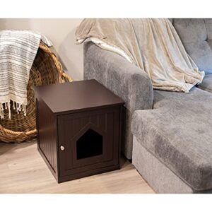 BirdRock Home Decorative Cat House & Side Table - Cat Home Covered Nightstand - Indoor Pet Crate - Litter Box Enclosure - Hooded Hidden Pet Box - Cats Furniture Cabinet - Kitty Washroom