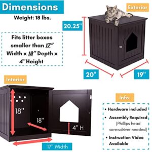 BirdRock Home Decorative Cat House & Side Table - Cat Home Covered Nightstand - Indoor Pet Crate - Litter Box Enclosure - Hooded Hidden Pet Box - Cats Furniture Cabinet - Kitty Washroom