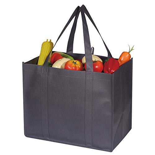 10 Pack Reusable Grocery Bags Extra Large Super Strong Heavy Duty Shopping Tote Bags with Reinforced Handles, Grey