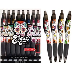 Sugar Skull Smens - Scented Pens, Black Ink, Medium Point - 8 Count