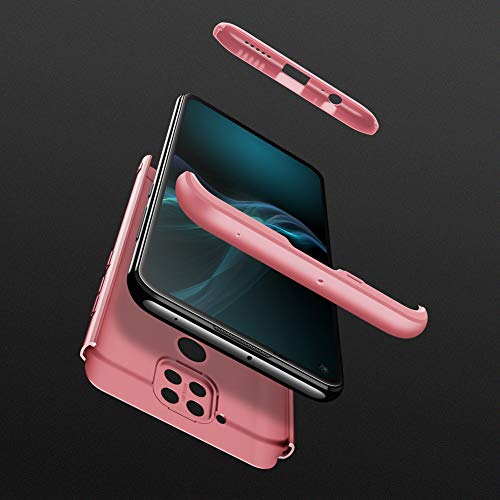 Asdsinfor Compatible with Xiaomi Redmi Note 9 Case 3 in 1 360 Degree Full Body Case Premium Slim Hard PC Plastic Anti-Scratch Bumper Compatible with Xiaomi Redmi 10X 4G 3 in 1 Rose Gold AD