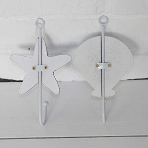 Kyien Set of 4 Beach Themed Wall Hooks Decorative Starfish Sailboat Fish Seahorse Hangers for Coat Towel Clothes