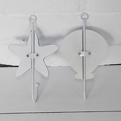 Kyien Set of 4 Beach Themed Wall Hooks Decorative Starfish Sailboat Fish Seahorse Hangers for Coat Towel Clothes