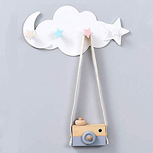 Auch Decorative Wall Mounted Hooks Rack for Hanging Coats Scarves Bags Purses Hats Towels Rails for Children's Room Living Room Organizer（4 Hooks)