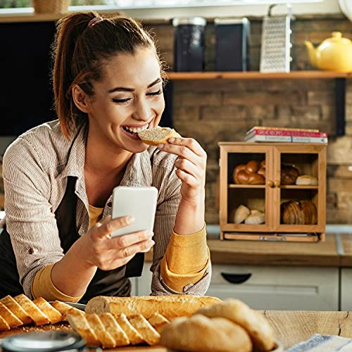 LuvURkitchen Large Bread Box for Kitchen countertop, Cutting Board, and Stainless Steel Bread Knife. Fully Adjustable shelf; bread storage container, wooden bread box, bread container, bread box large