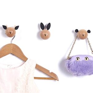 duuo cute cartoon animal head hook coat hook wall hook (pack 3) bag hook children room wall hanging kindergarten decoration beech hook scarf hook earphone hook towel hook