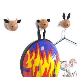 DUUO Cute Cartoon Animal Head Hook Coat Hook Wall Hook (Pack 3) Bag Hook Children Room Wall Hanging Kindergarten Decoration Beech Hook Scarf Hook Earphone Hook Towel Hook