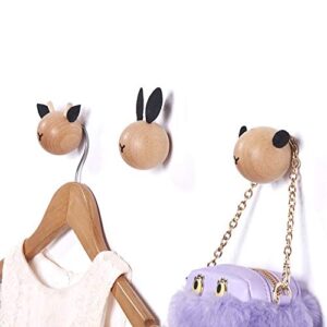 DUUO Cute Cartoon Animal Head Hook Coat Hook Wall Hook (Pack 3) Bag Hook Children Room Wall Hanging Kindergarten Decoration Beech Hook Scarf Hook Earphone Hook Towel Hook