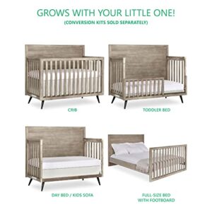 Evolur Stilnovo Mid Century 4-in-1 Convertible Crib in Windsor Oak Grey, Greenguard Gold Certified , 56x30.25x47 Inch (Pack of 1)