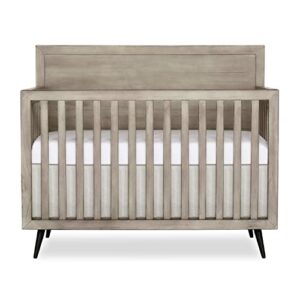 Evolur Stilnovo Mid Century 4-in-1 Convertible Crib in Windsor Oak Grey, Greenguard Gold Certified , 56x30.25x47 Inch (Pack of 1)