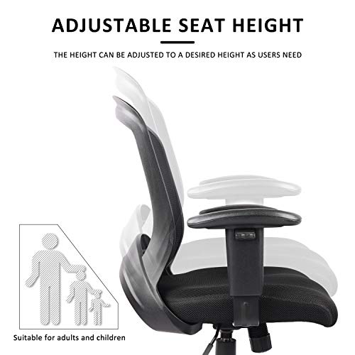 HYLONE Office Chair Computer Desk Chair Mesh Task Chair Swivel, Adjustable Arms, Lumbar Support, Adjustable Height, Rocking, Comfortable Rolling Mid-Back Home Office Desk Chair, Black