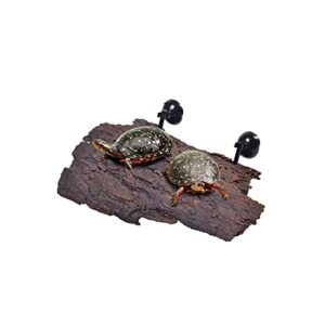 flushbay turtle floating basking platform aquarium turtle decorations artificial bark tortoise climbing platform with suction cups resting terrace for terrapins (turtle floating basking platform)