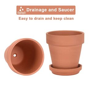 vensovo 8 Inch Clay Pot for Plant with Saucer - 2 Pack Large Terra Cotta Plant Pot with Drainage Hole, Clay Planters Pot, Terracotta Pot for Indoor Outdoor Plant