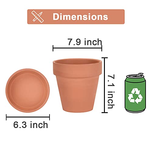 vensovo 8 Inch Clay Pot for Plant with Saucer - 2 Pack Large Terra Cotta Plant Pot with Drainage Hole, Clay Planters Pot, Terracotta Pot for Indoor Outdoor Plant