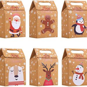 STEFORD Christmas Kraft Paper Gift Boxes,24PCS Christmas Candy Gift Treat Bags for Xmas Party Supplies