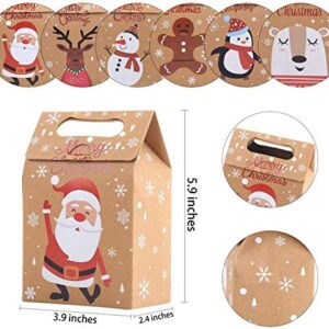 STEFORD Christmas Kraft Paper Gift Boxes,24PCS Christmas Candy Gift Treat Bags for Xmas Party Supplies