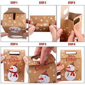 STEFORD Christmas Kraft Paper Gift Boxes,24PCS Christmas Candy Gift Treat Bags for Xmas Party Supplies